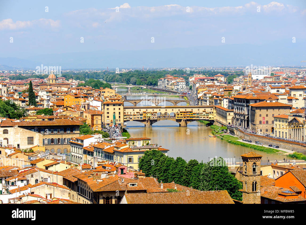 View from the Michelangelo square on the Historic Centre of Florence ...