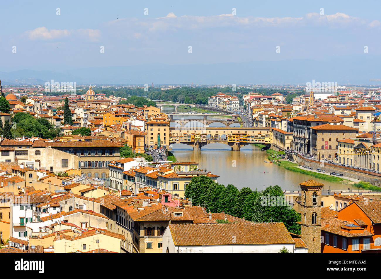 Ponte Vecchio (Old Bridge), a Medieval stone closed-spandrel segmental ...