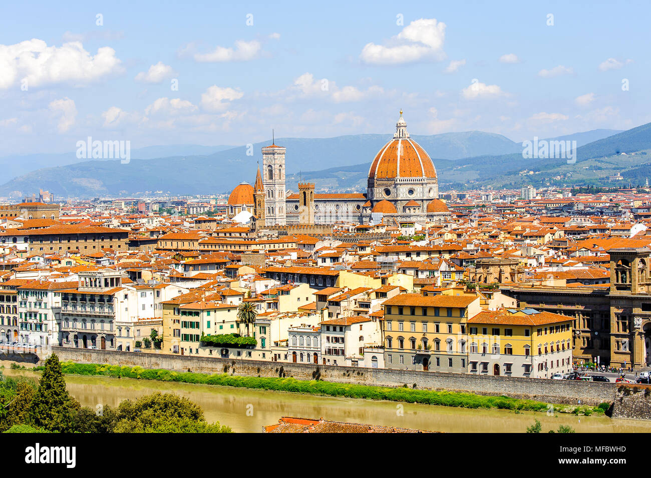 View from the Michelangelo square on the Historic Centre of Florence ...