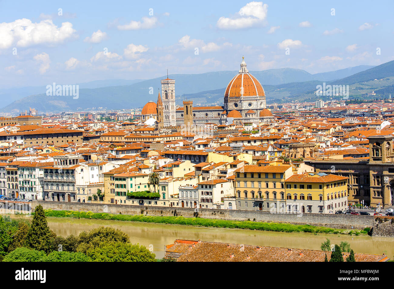 View from the Michelangelo square on the Historic Centre of Florence ...