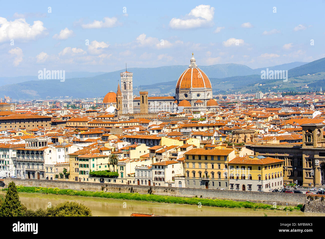 View from the Michelangelo square on the Historic Centre of Florence ...