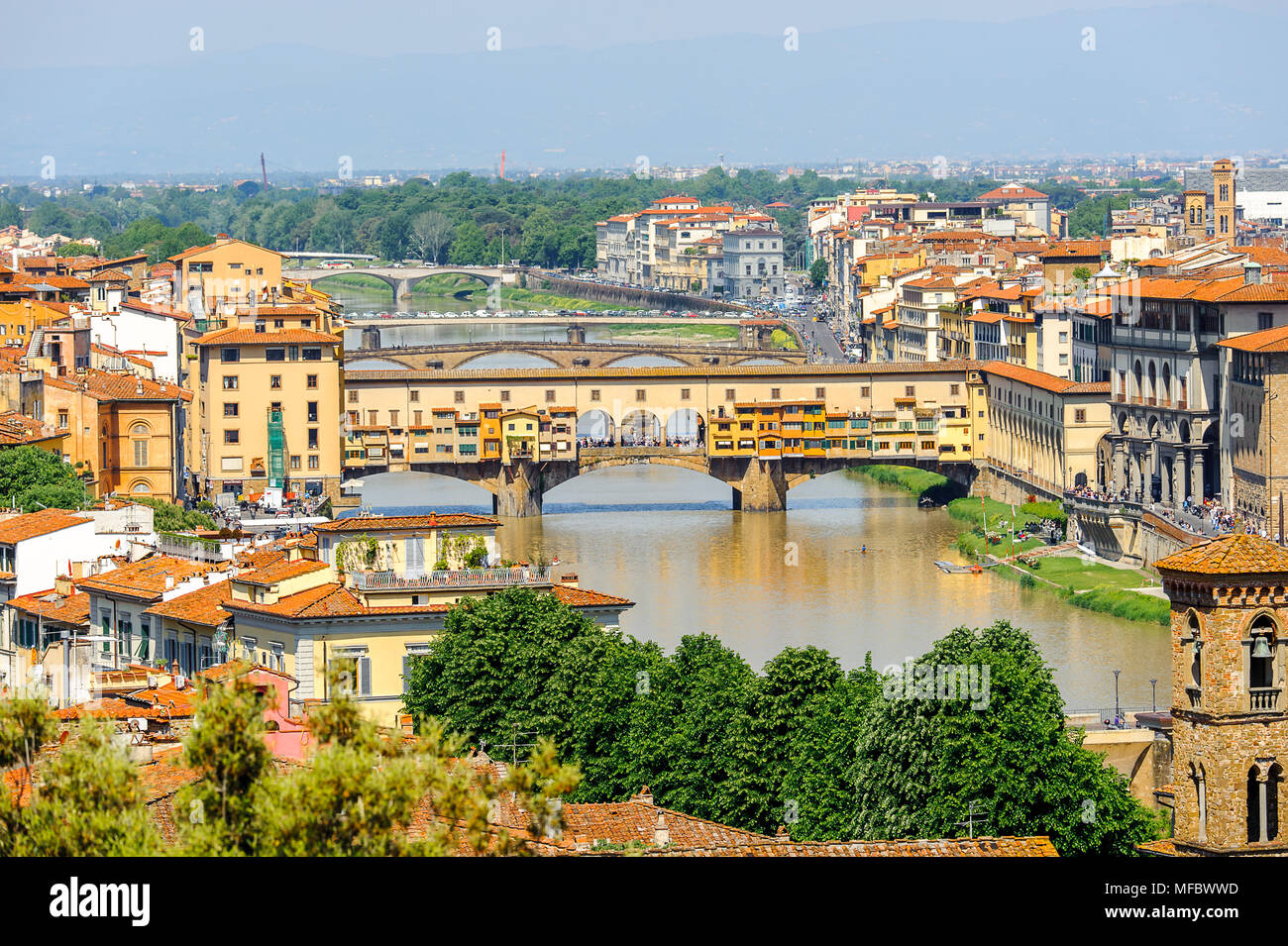 View from the Michelangelo square on the Historic Centre of Florence ...