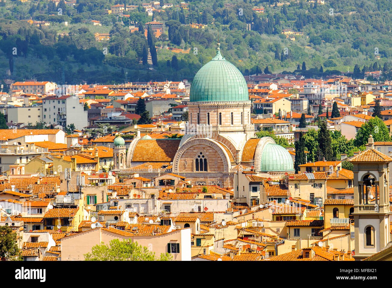 View from the Michelangelo square on the Historic Centre of Florence ...