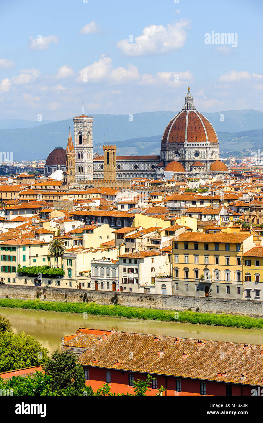 View from the Michelangelo square on the Historic Centre of Florence ...