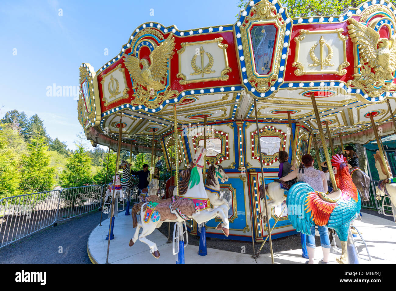 Portland, Oregon, USA - April 24, 2018 : Scenery of Oregon Zoo, which ...