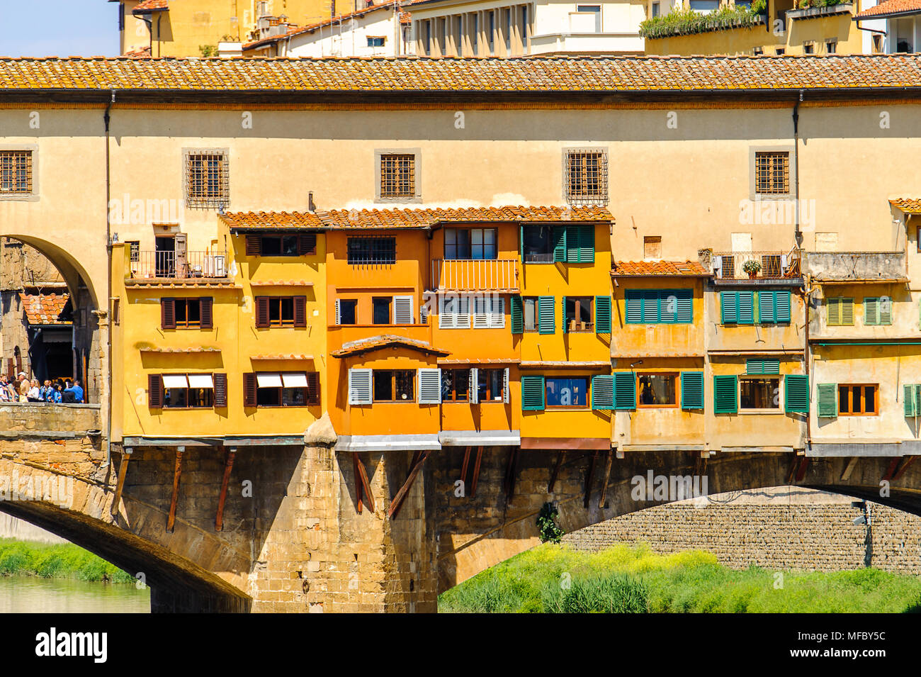 Ponte Vecchio (Old Bridge), a Medieval stone closed-spandrel segmental ...