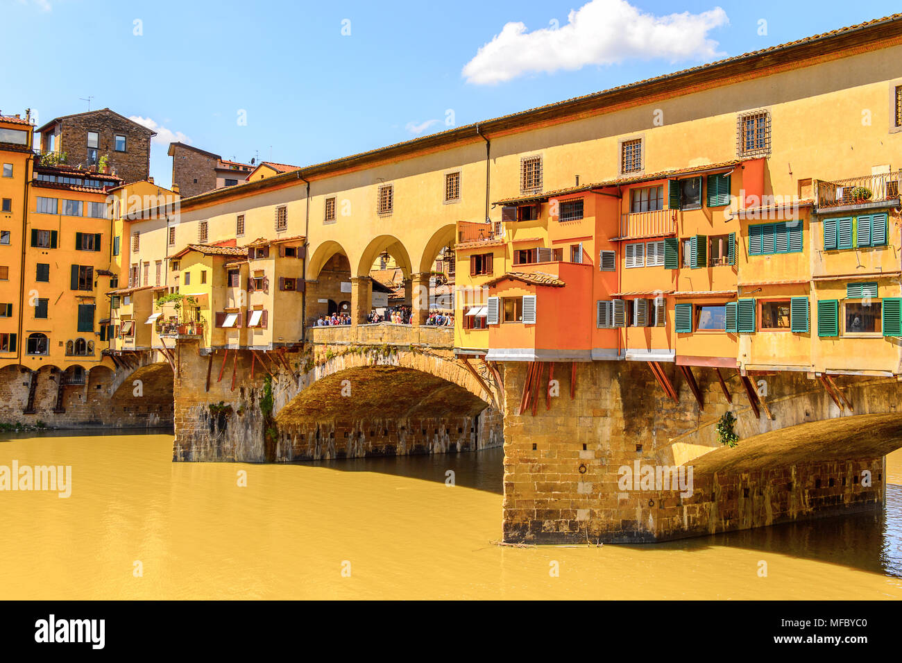 Ponte Vecchio (Old Bridge), a Medieval stone closed-spandrel segmental ...