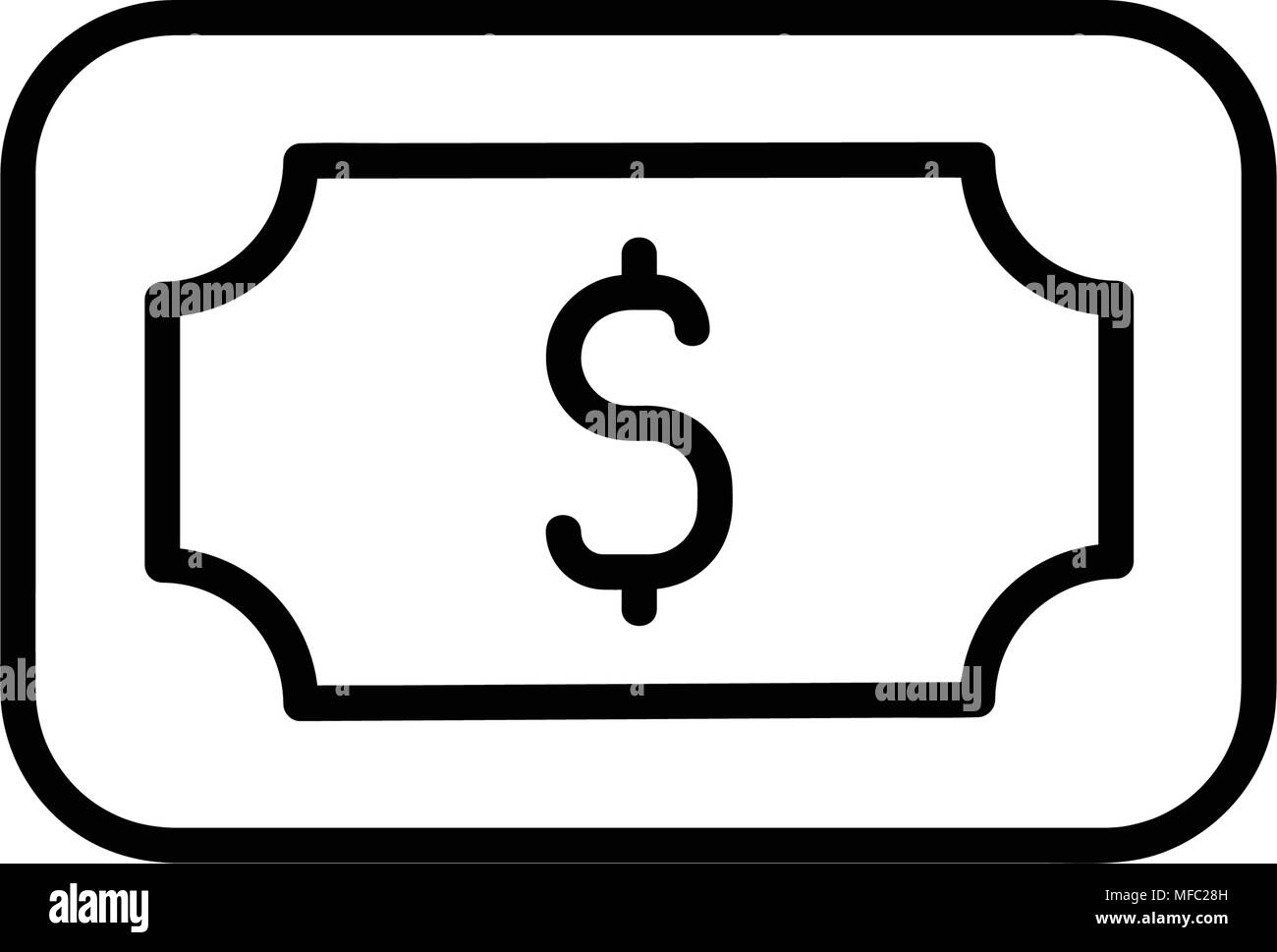 Banknote outline icon, vector icon isolated on white background Stock ...