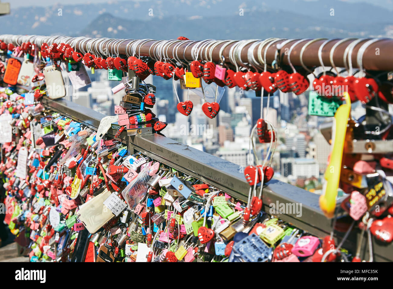 Love key locks at Namsan Tower is the traditional way of symbolic that ...