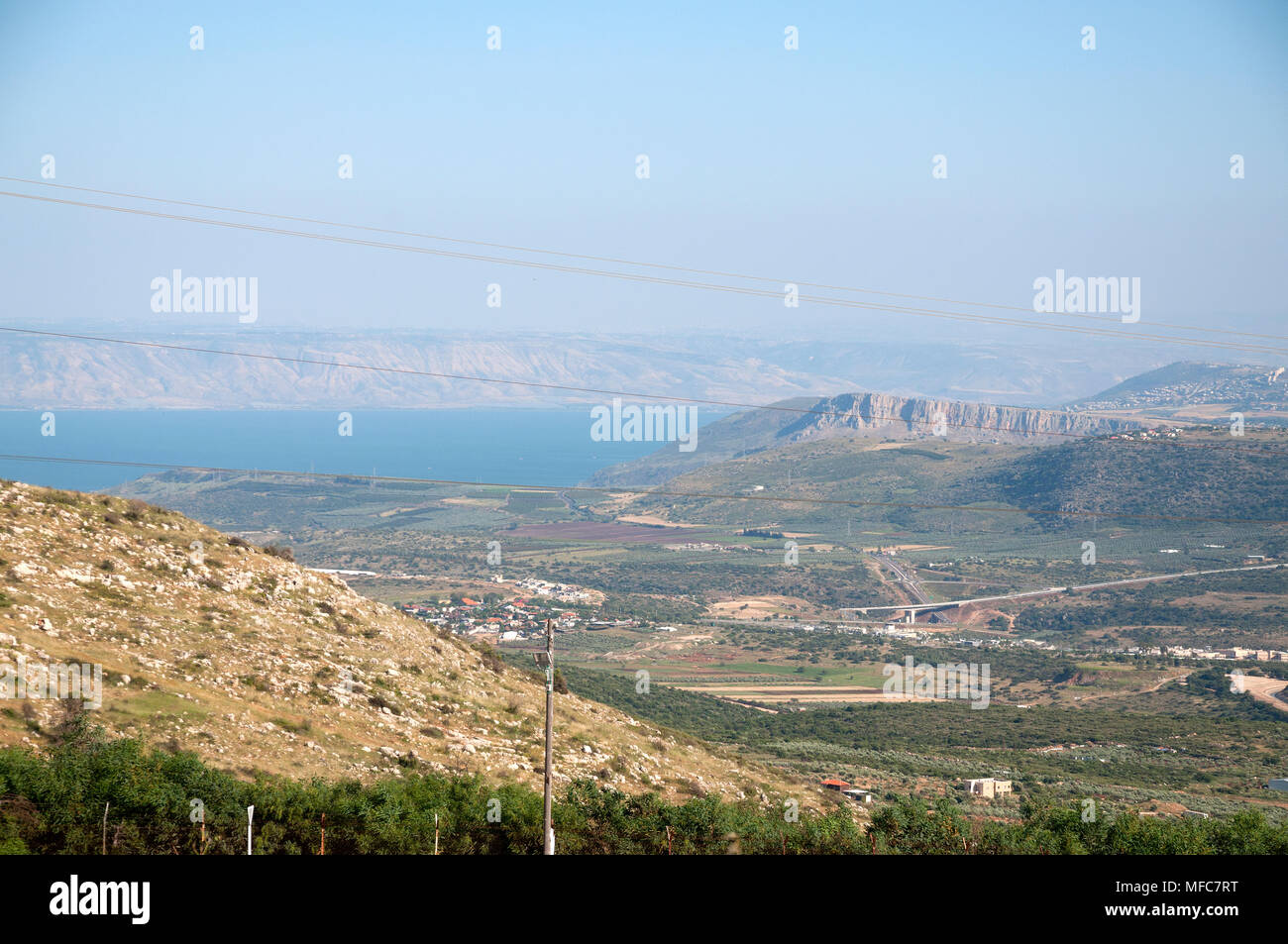 Sea of Galilee with Arbel cliff Stock Photo - Alamy