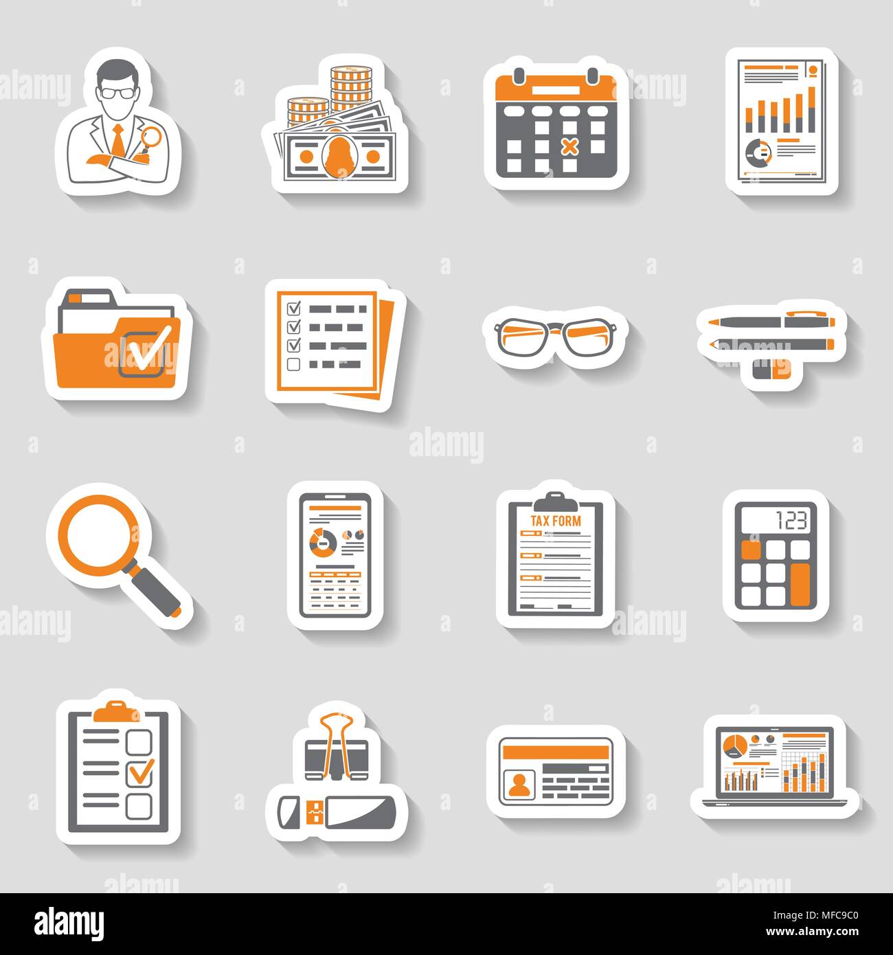 Auditing, Tax, Accounting Sticker Icons Set Stock Vector Image & Art ...