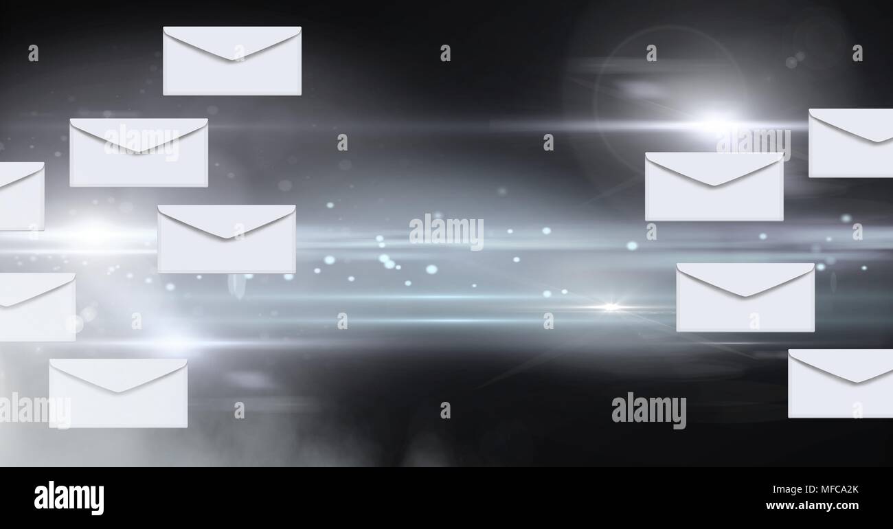Envelope letters messages floating in motion Stock Photo - Alamy