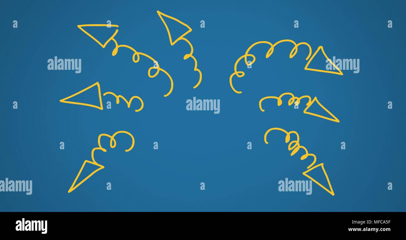 squiggly arrow doodles on blue background Stock Photo - Alamy