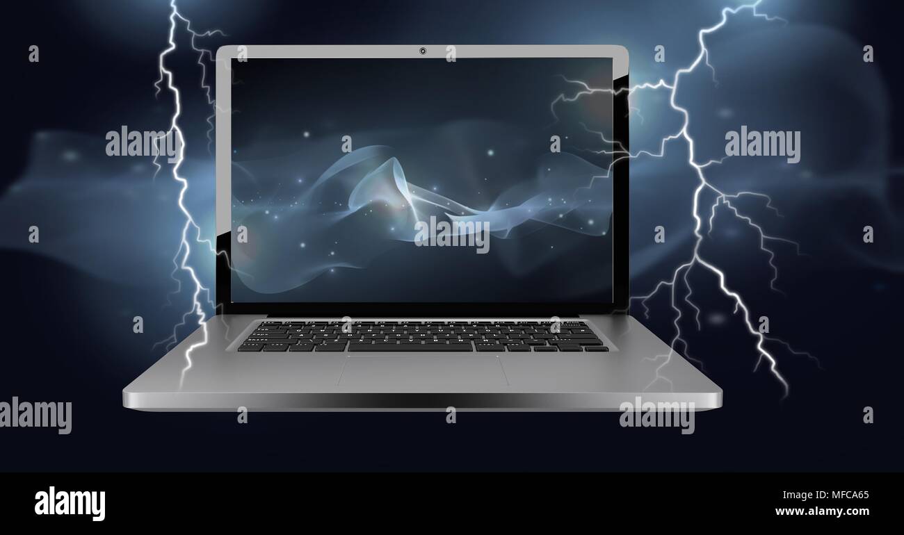 Lightning strikes and laptop Stock Photo - Alamy