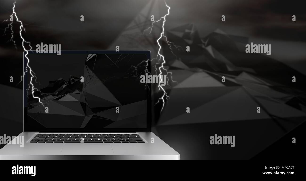 Lightning strikes and laptop Stock Photo - Alamy
