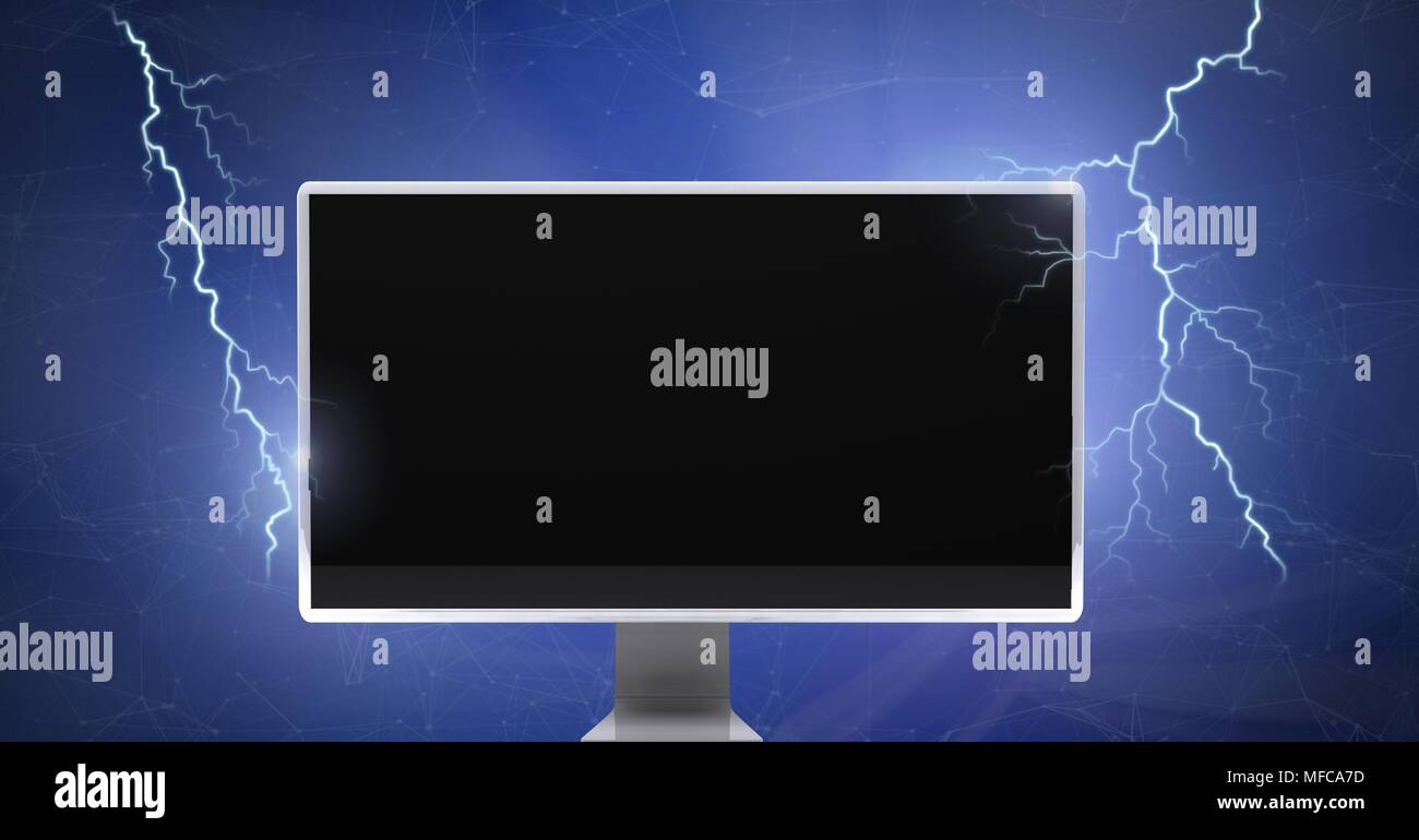 Lightning strikes and computer Stock Photo - Alamy
