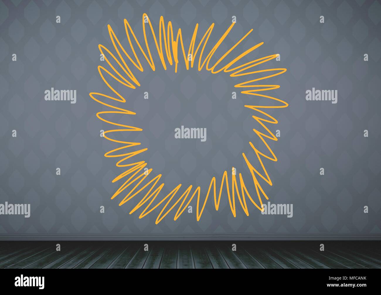 yellow doodles on grey background Stock Photo - Alamy