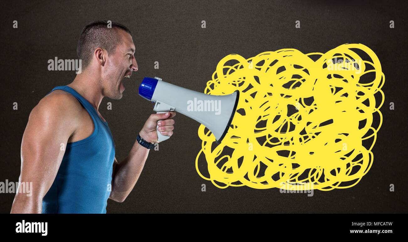 Man shouting megaphone hi-res stock photography and images - Alamy