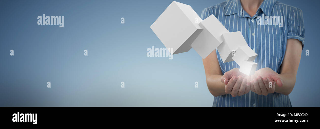 Composite image of businesswoman presenting object Stock Photo - Alamy