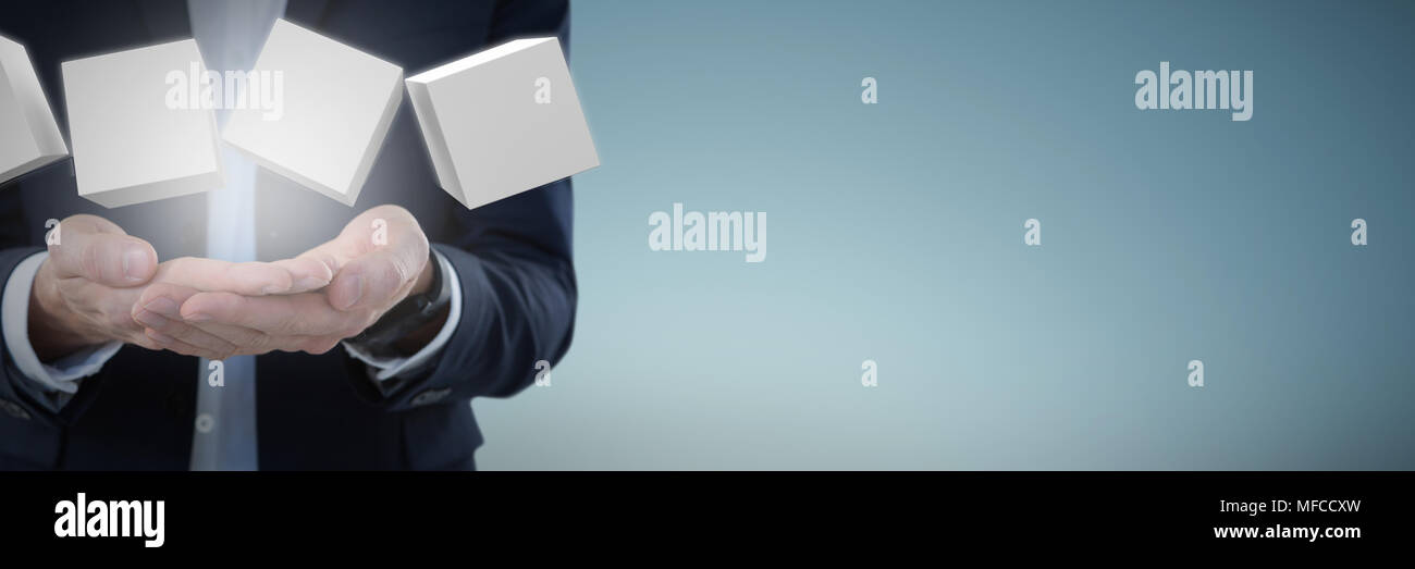 Composite image of businessman presenting object Stock Photo - Alamy