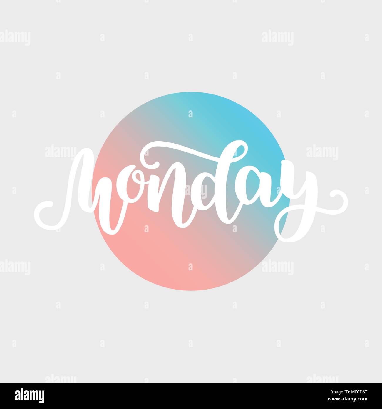 Monday. Handwriting font by calligraphy. Vector illustration on ...