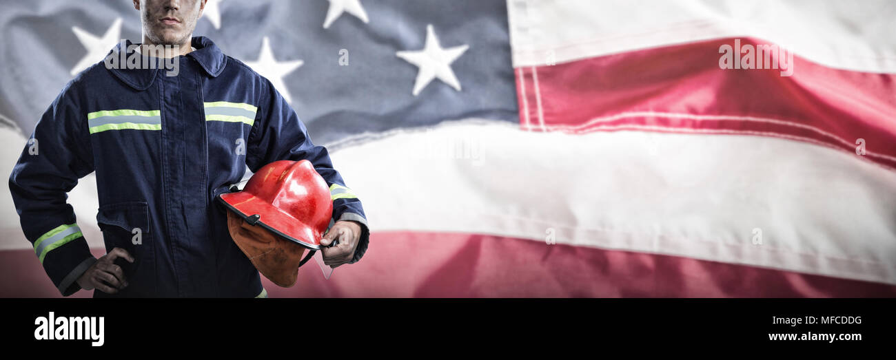 Fireman firefighter helmet american flag hi-res stock photography and ...
