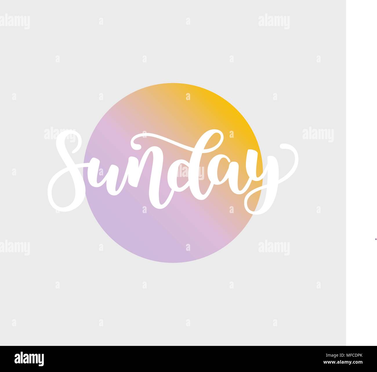 Sunday. Handwriting font by calligraphy. Vector illustration on ...