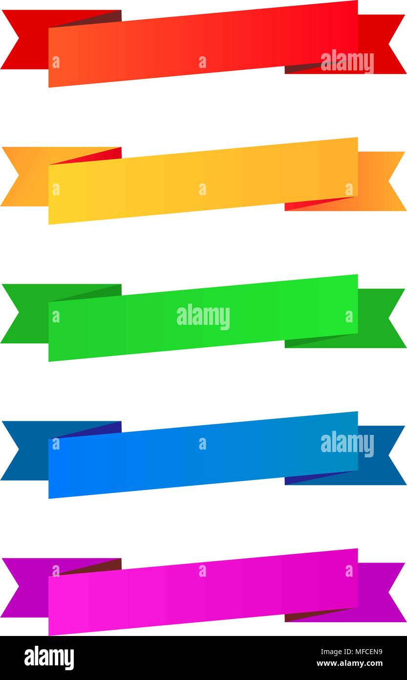 Collection of color ribbons, Red, Orange, Vector Clipart isolated on ...