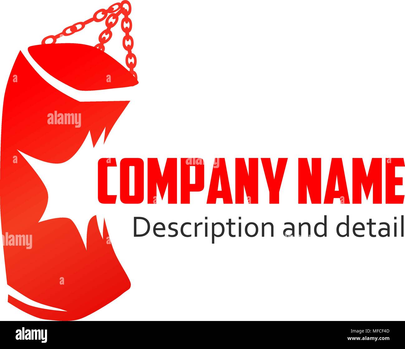 Red Punching Bag With Caption, Vector Logo isolated on white background ...