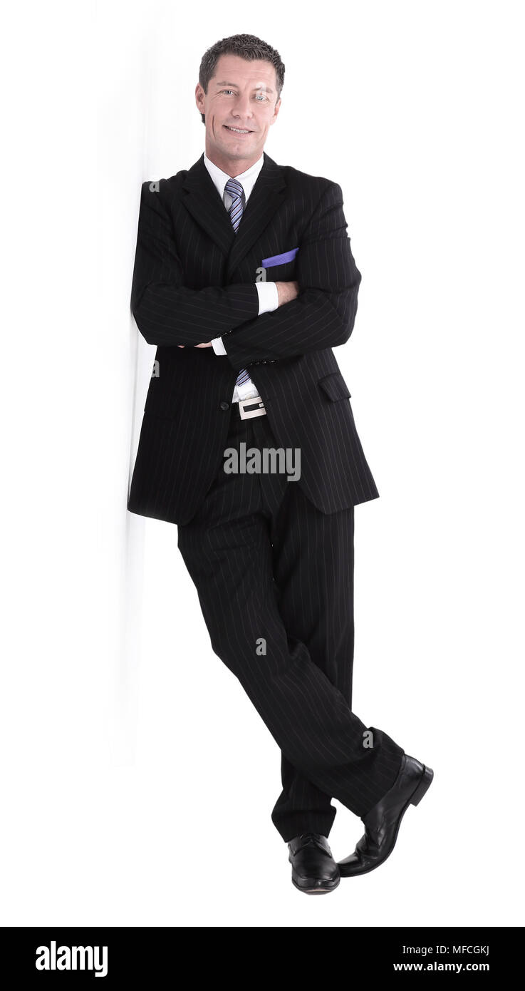 Confident business man arms folded isolated on white Stock Photo - Alamy