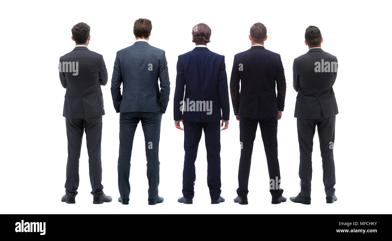 Back view group of business people. Rear view. Isolated over white ...
