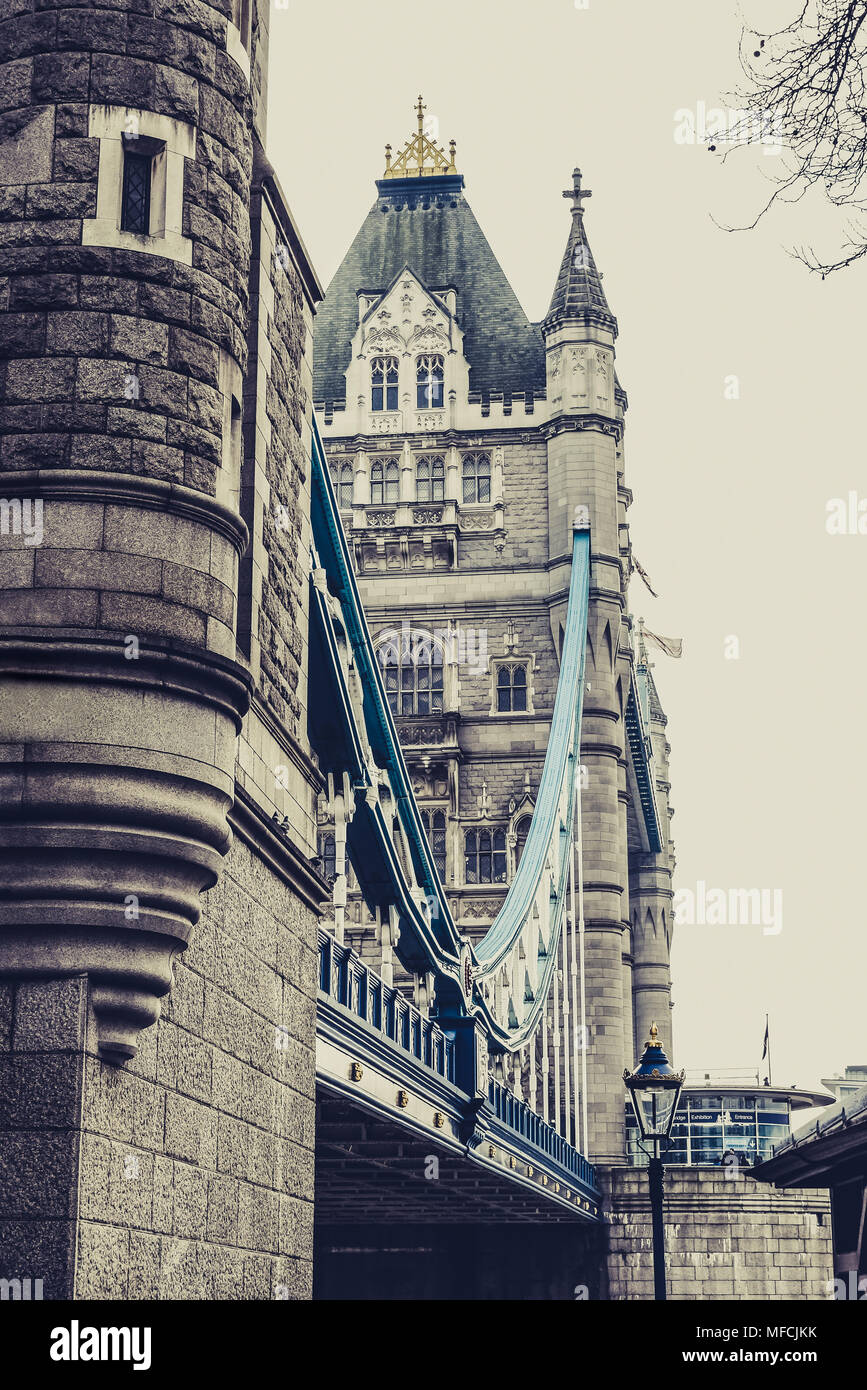 Tower Bridge London, vertical view Stock Photo - Alamy