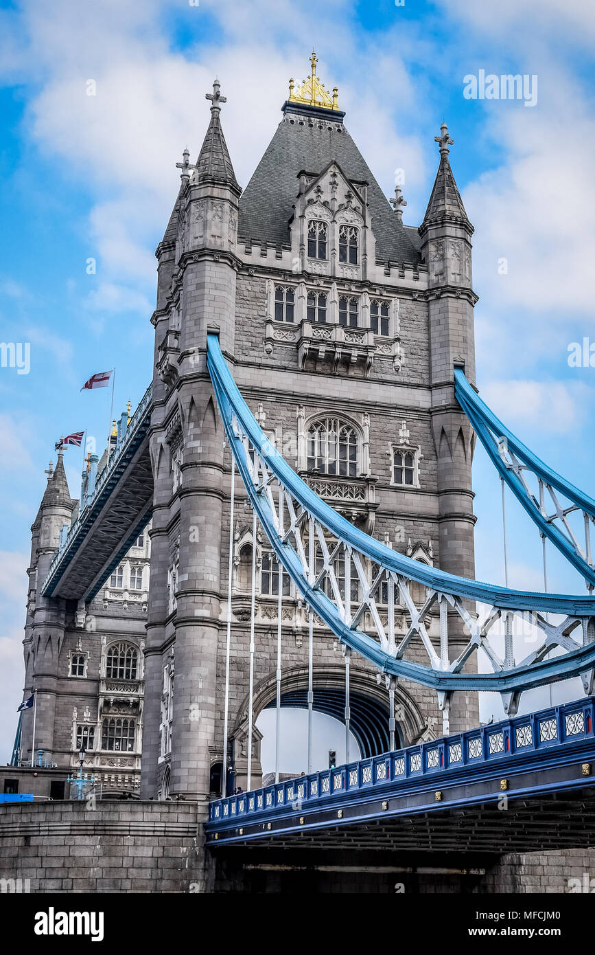 Tower Bridge London, vertical view Stock Photo - Alamy