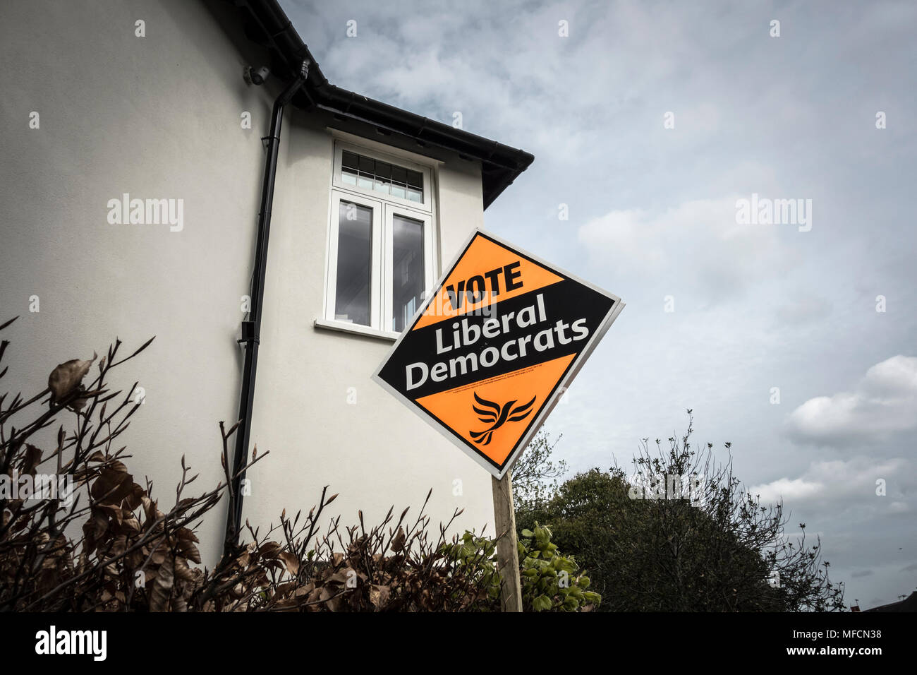Vote Liberal Democrats local election placard outside a house in the ...