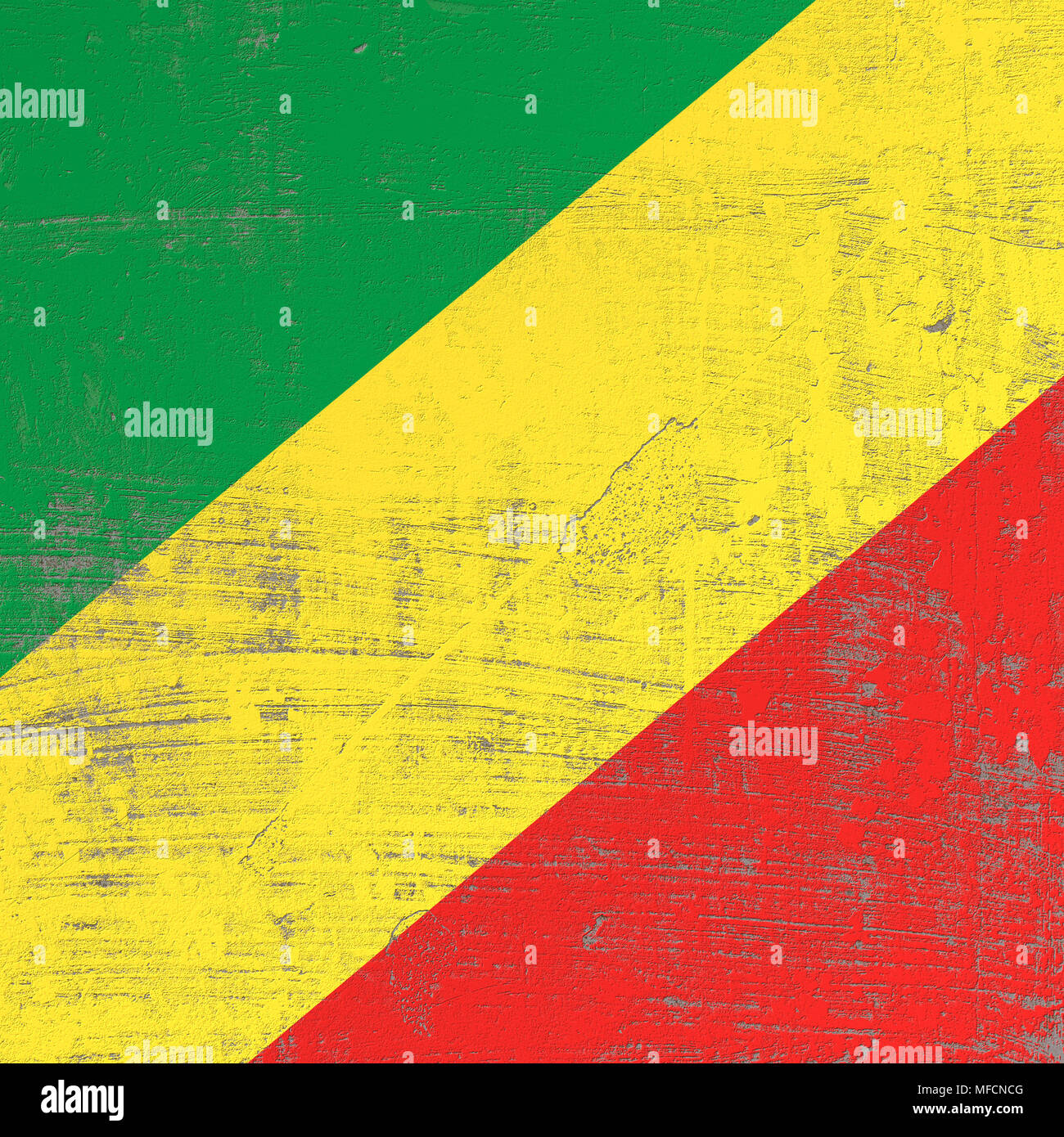 3d rendering of Republic of Congo flag in a scratched surface Stock ...