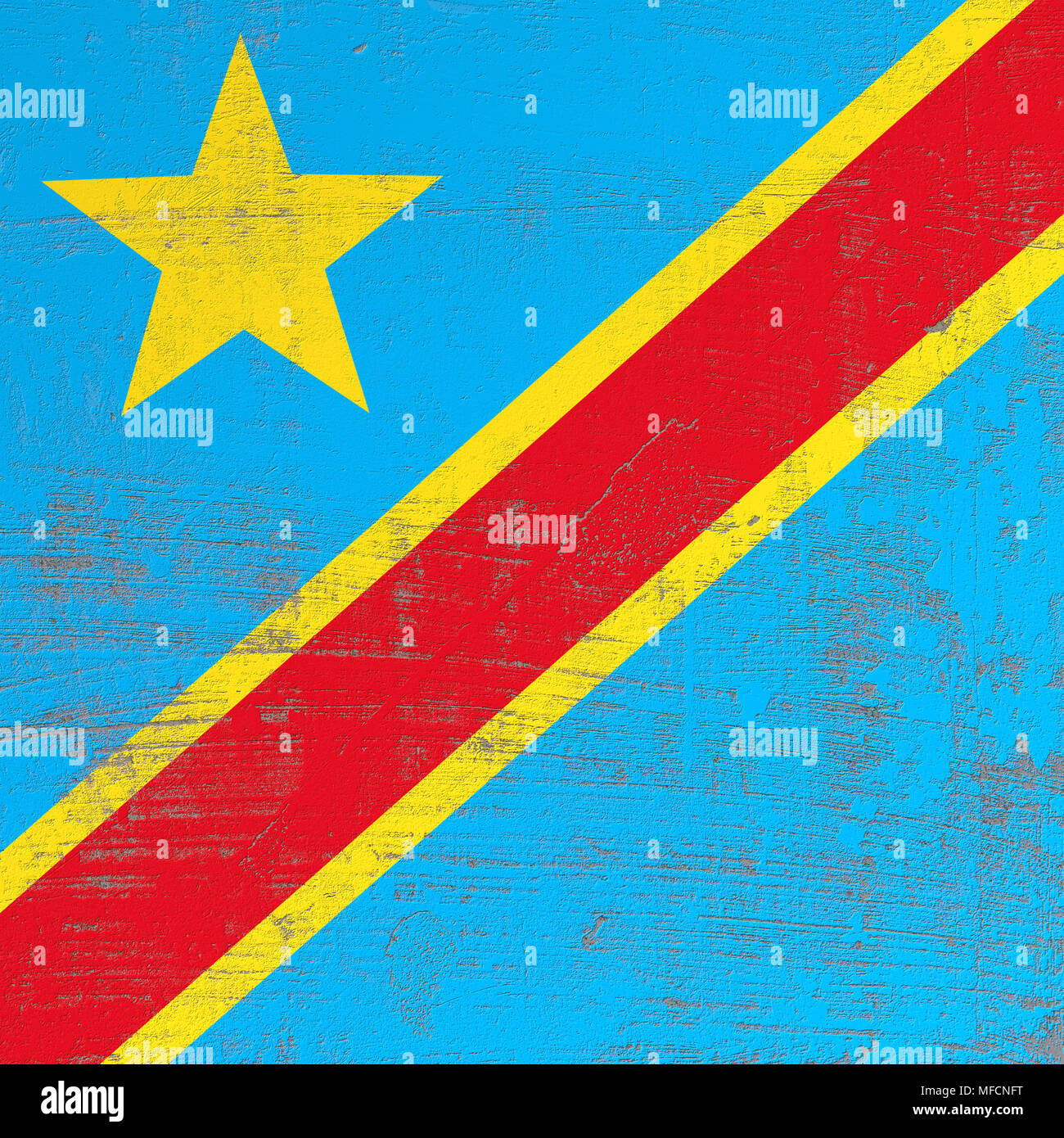 3d rendering of Democratic Republic of Congo flag in a scratched ...