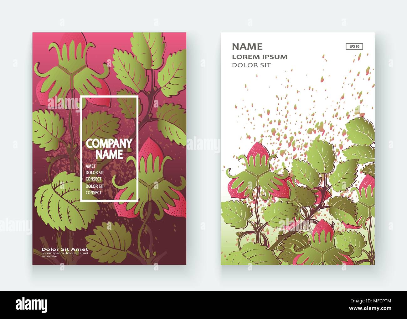 Strawberry pattern design templates product. Hand drawn red berry. Cute ...