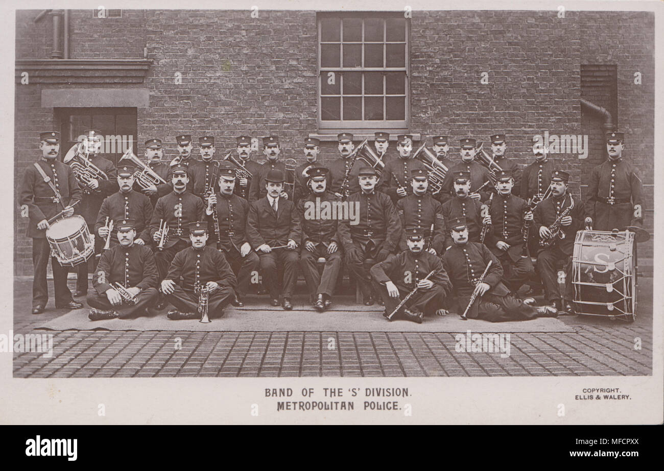 Real Photographic Postcard of The Band of The 'S' Division (Hampstead ...