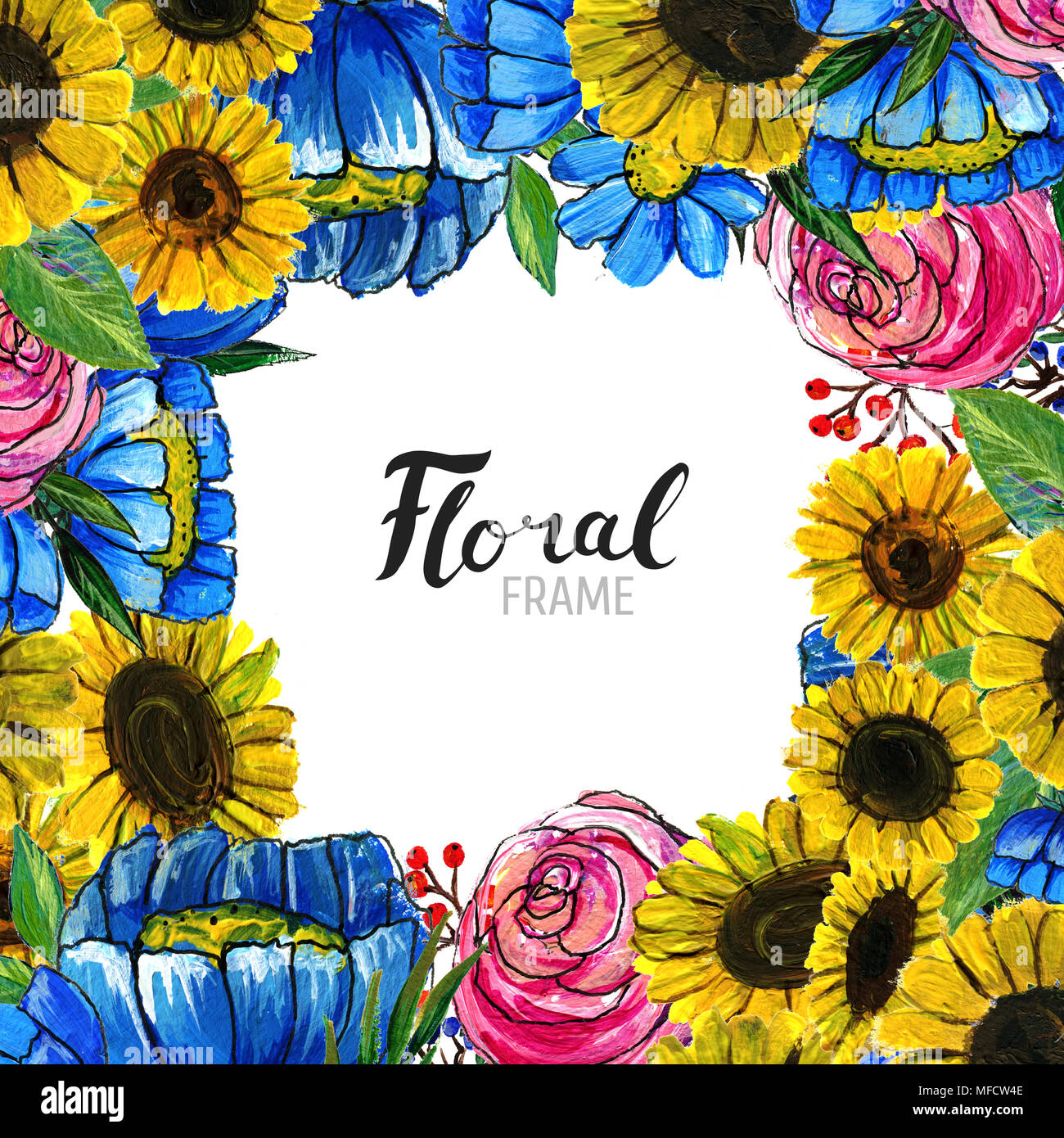 Hand drawn Flower Border Stock Photo - Alamy