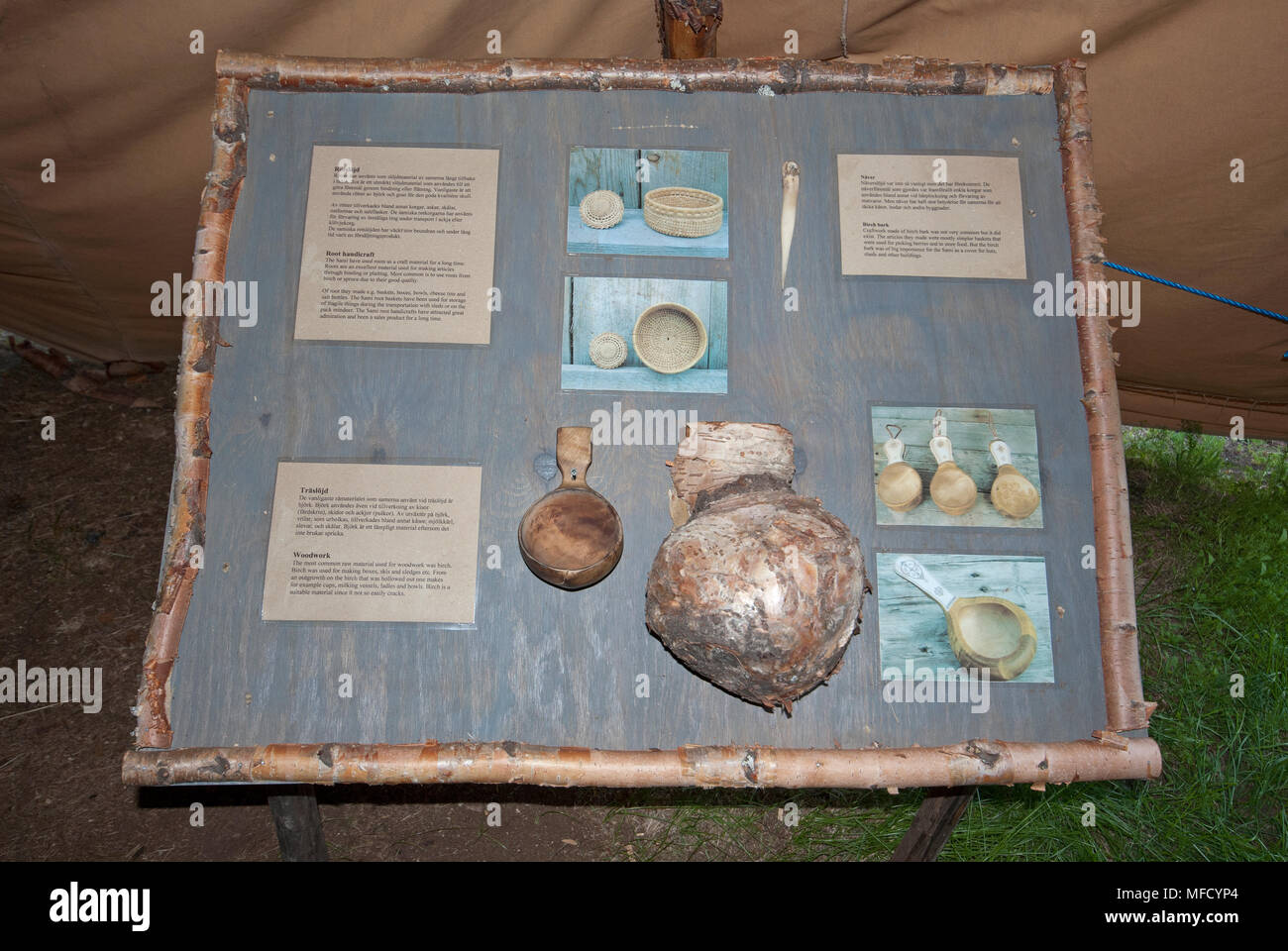 Typical Sami objects like cups and bowls made of birch wood, Sami ...
