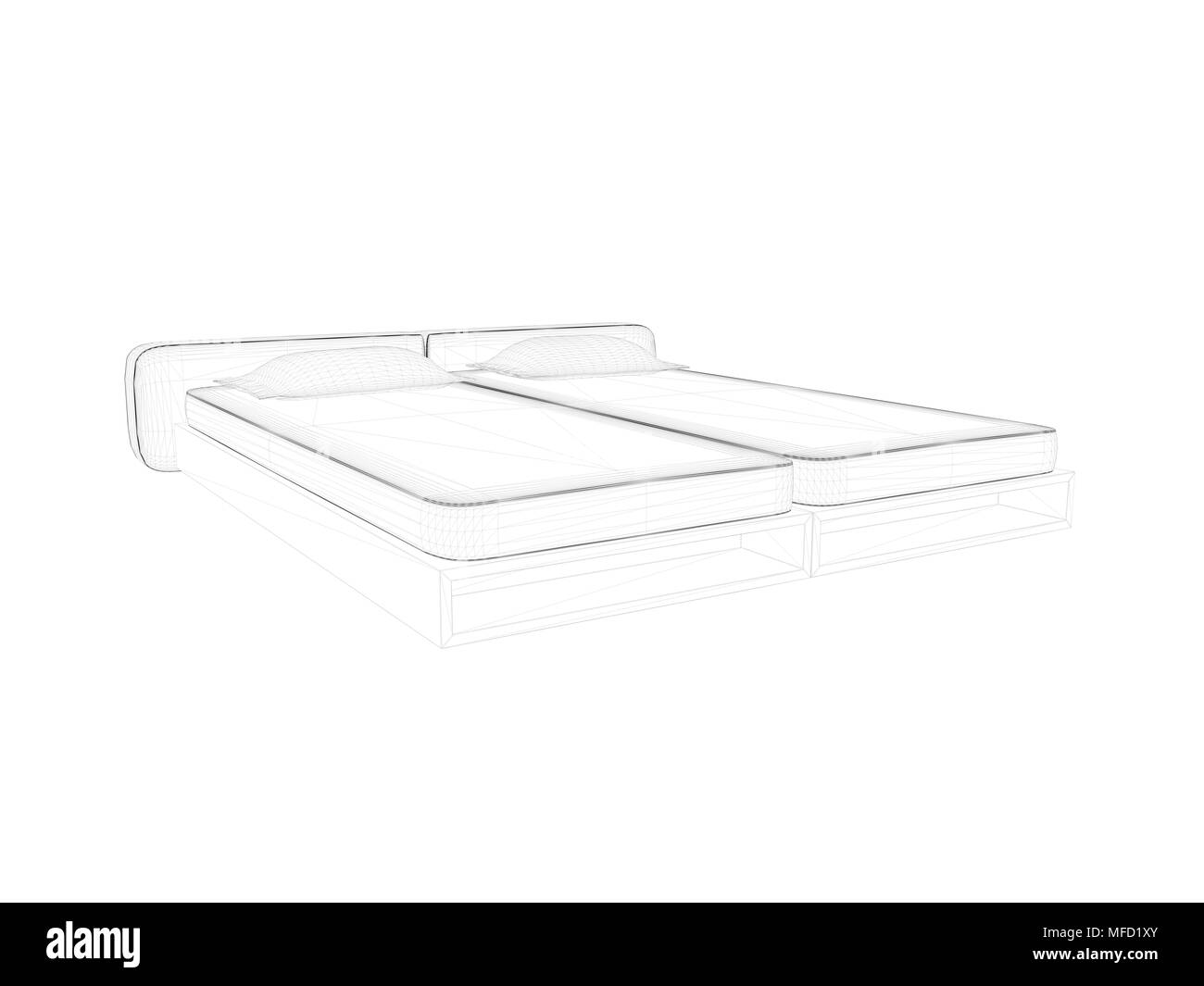 3d rendering bed top view Black and White Stock Photos & Images - Alamy