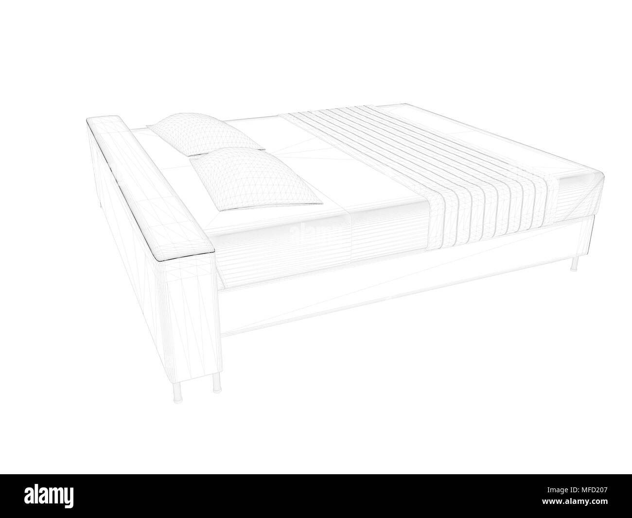 3d rendering bed top view Black and White Stock Photos & Images - Alamy