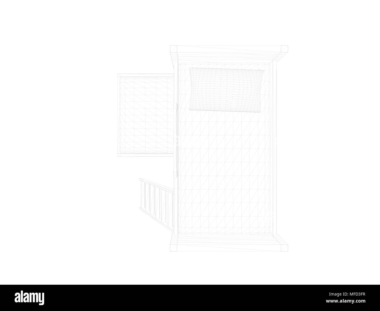3d rendering of a lined bed on a white background Stock Photo - Alamy