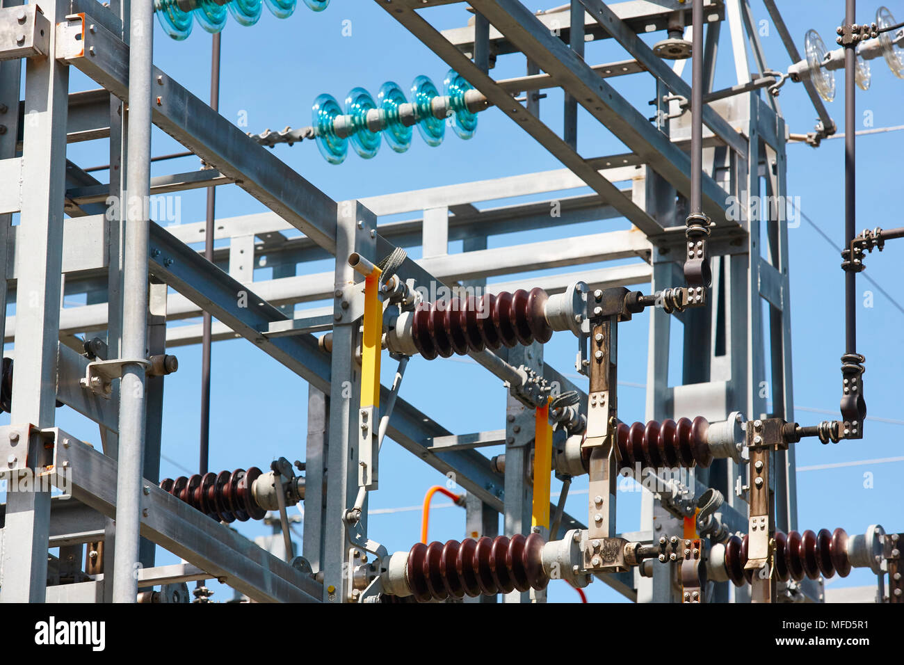 Power station structure detail. Energy plant. Electrical production and ...