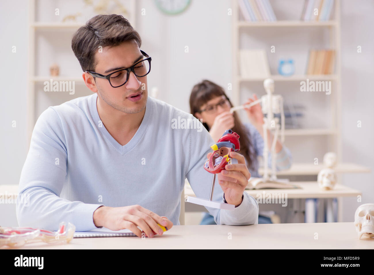 Two medical students studying in classroom Stock Photo - Alamy