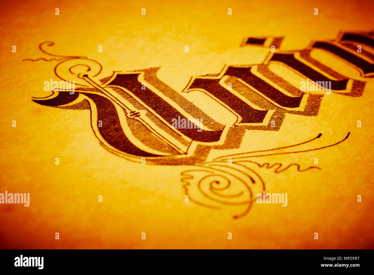 Antique typography in warm tone. Retro design text. Ornament letter ...