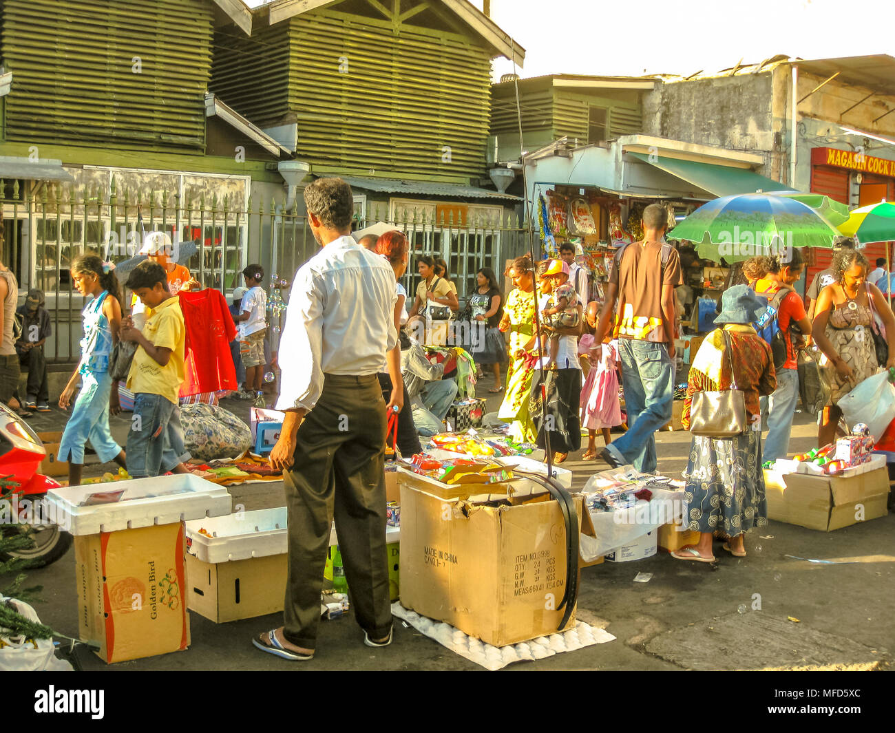 Port Louis, Mauritius - December 23, 2009: Mauritian local seller at a ...