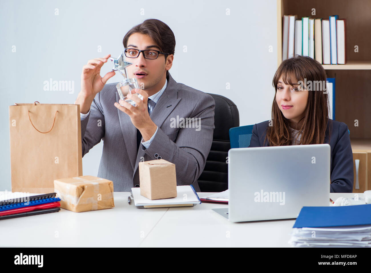 Business people receiving new mail and parcels Stock Photo - Alamy