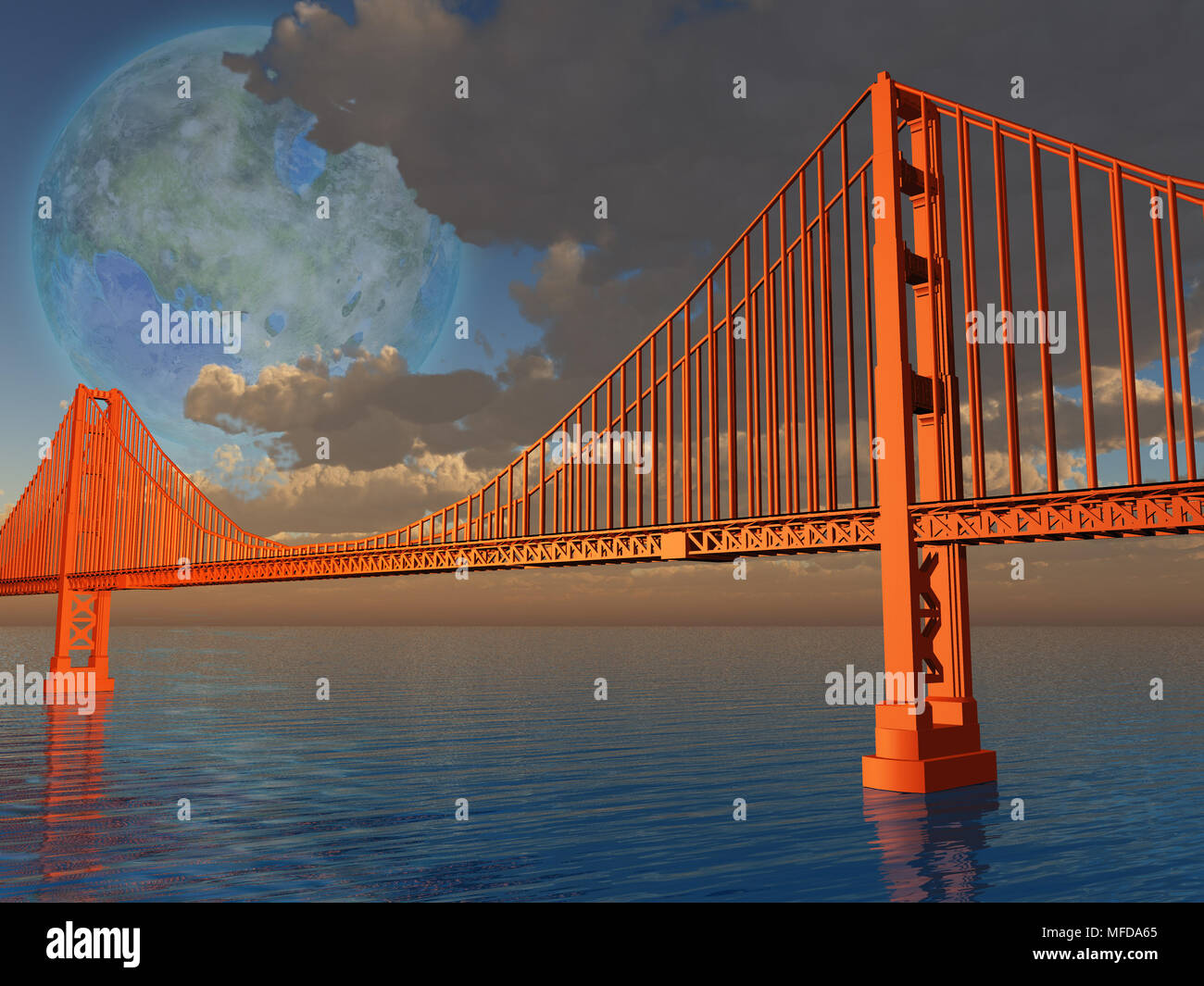 Golden Gate Bridge with terraformed luna above Stock Photo - Alamy