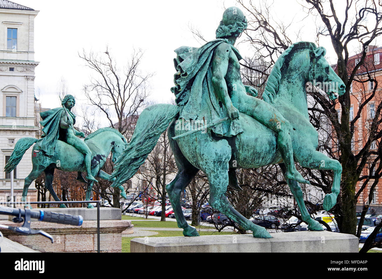 Equestrian statues of Castor and Pollux in front of the Academy of Fine ...